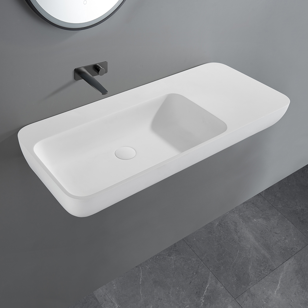 Roccia Solid Surface Stone Wall Hung Basin LK-SRW900-MW – LUKKA BATHWARE